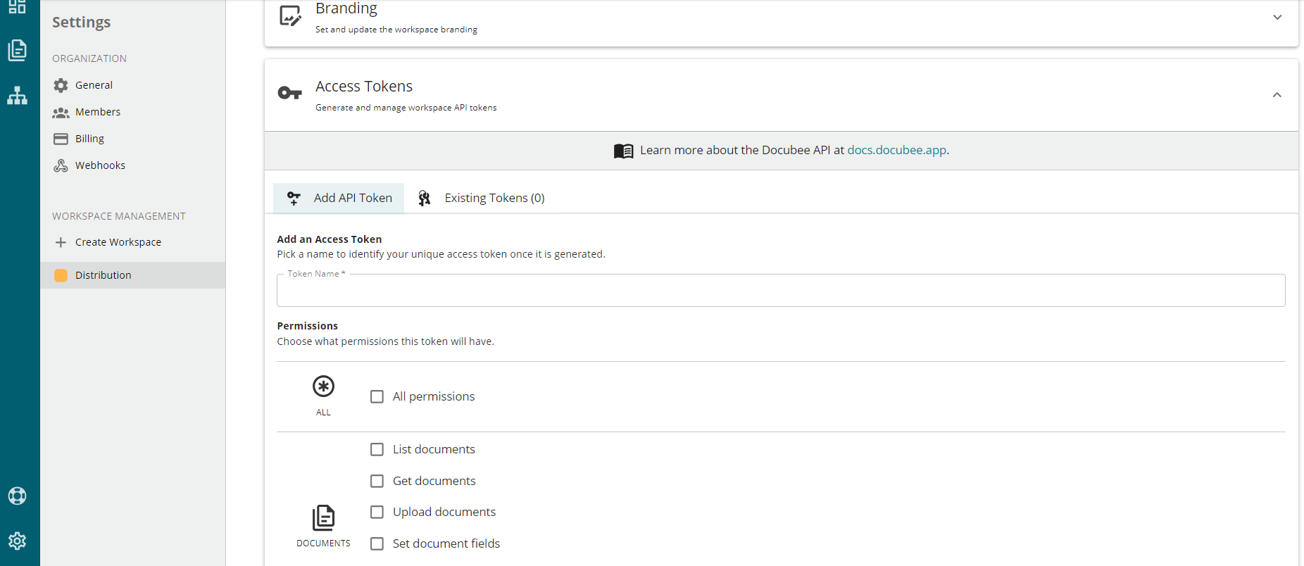 Help Center: Generate API Access Tokens | Docubee