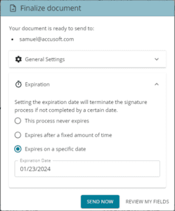 Quick Sign with Expiration Dates | Docube