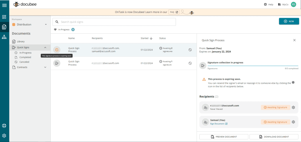 Quick Sign | Docubee