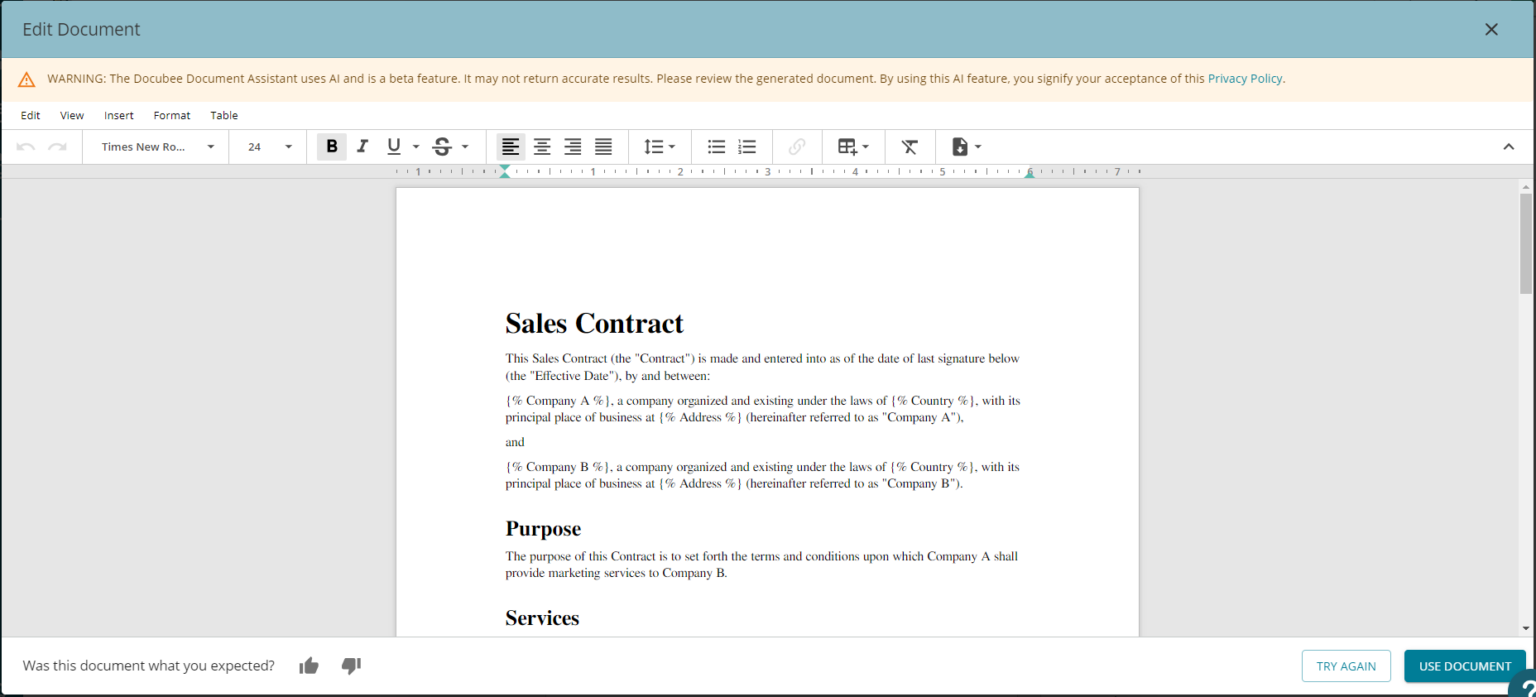 AI Document Generation Using Docubee Document Assistant | Docubee