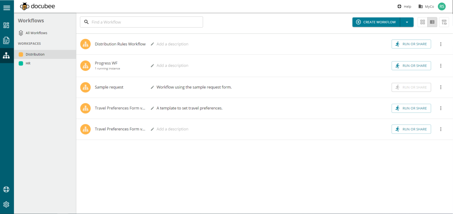 Workflow Instance List | Docubee